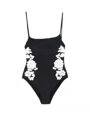 Simkhai Floral-embroidered One Piece Swimsuit - Black