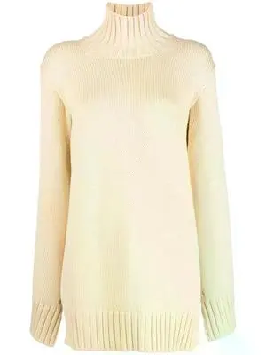 JIL SANDER High Neck Slit-sleeve Jumper - Neutrals