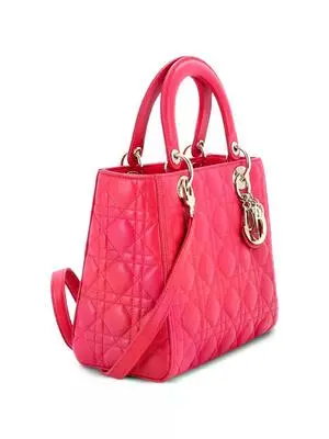 Dior Lady Medium Satchel Cannage Quilt Lambskin - Pink
