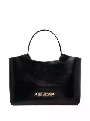 Moschino Logo Appliqué Tote - Black