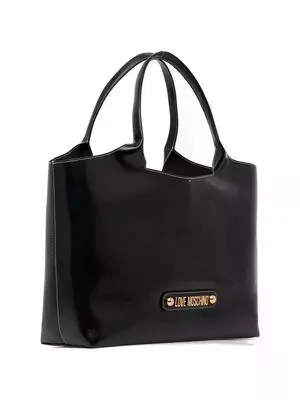 Moschino Logo Appliqué Tote - Black