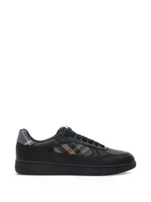 Burberry Leather Terrace Sneakers With Check Detail