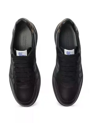 Burberry Leather Terrace Sneakers With Check Detail