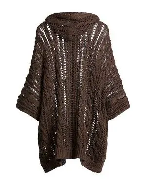 Brunello Cucinelli Cardigan In Jute, Cotton, Polyamide, Leather, And Brass - Brown