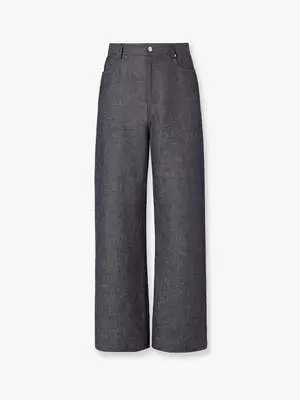 Fendi Relaxed Linen, Cotton And Silk Jeans - Blue