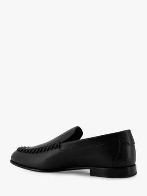 Fendi Leather Loafers With Metal Ff Logo - Black