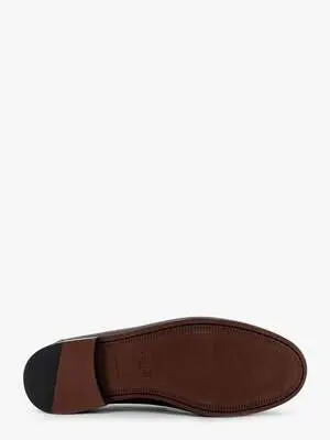 Fendi Leather Loafers With Metal Ff Logo - Black