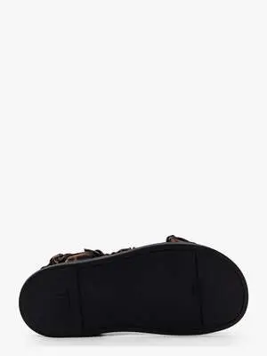 Fendi Satin Slides With Ff Motif - Brown