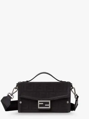 Fendi Baguette Soft Trunk Ff Fabric Crossbody Bag - Black