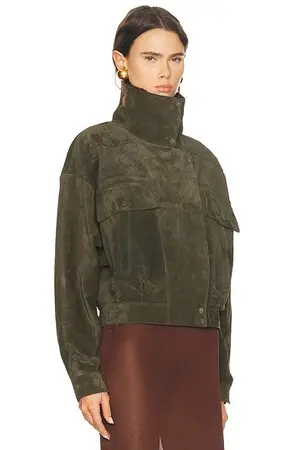 Saint Laurent Suede Bomber - Militaire