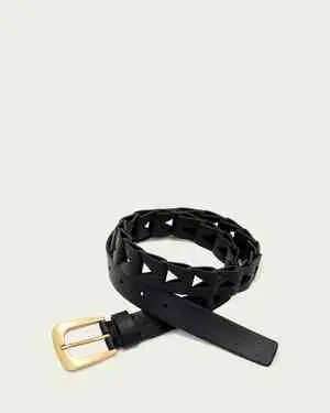 ALLSAINTS Cut Out Leather Belt - Black