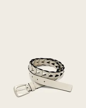 ALLSAINTS Cut Out Leather Belt - White