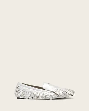 ALLSAINTS Sandy Metallic Fringe Loafers