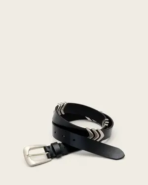 ALLSAINTS Suki Leather Belt Black/antq Nickel