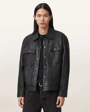 ALLSAINTS Shelton Leather Trucker Jacket