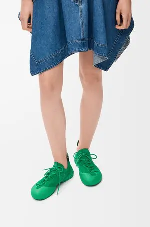 Loewe Grip Sneaker In Leather And Suede - Jungle Green
