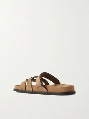 Tory Burch Ines Sport Suede Slides - Brown
