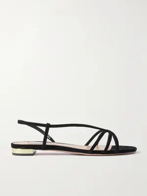 AQUAZZURA Talk To Me Suede Slingback Sandals - Black