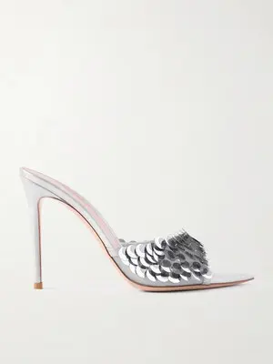 GIANVITO ROSSI 105 Sequined Mesh Mules