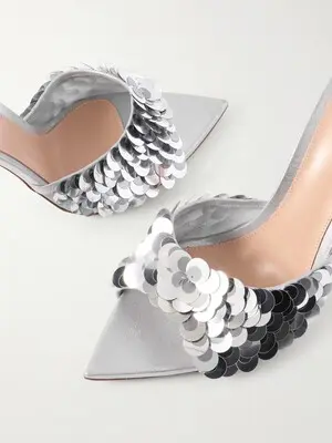 GIANVITO ROSSI 105 Sequined Mesh Mules