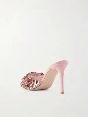 GIANVITO ROSSI 85 Sequined Mesh Mules