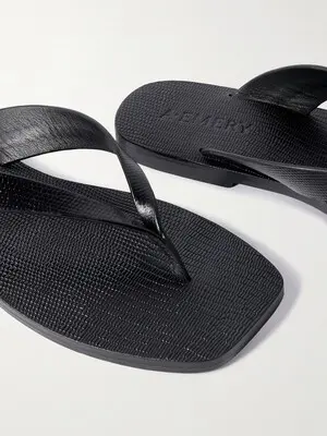 A.emery Kinto Lizard-effect Leather Flip Flops - Black
