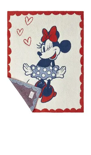 Barefoot Dreams Cozychic Disney Minnie Love Stroller Blanket In Red, Blue - Cream Multi