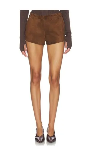 AEXAE Leather Suede Mini Short