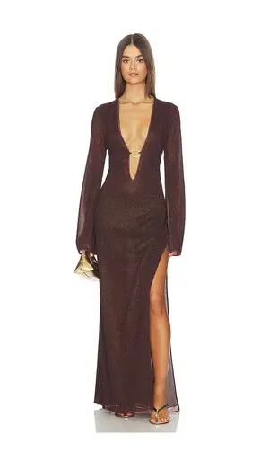 Oseree Lumiere O Long Caftan - Chocolate