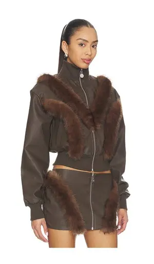 OW Faux Fur Trimmed Leather Jacket