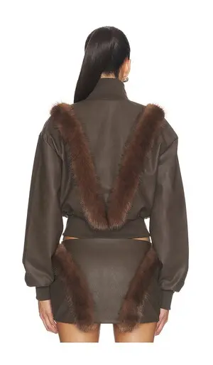 OW Faux Fur Trimmed Leather Jacket