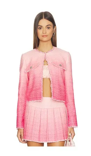 Alice + Olivia Dumont Tweed Boxy Jacket - Ascendent Ombre English Rose