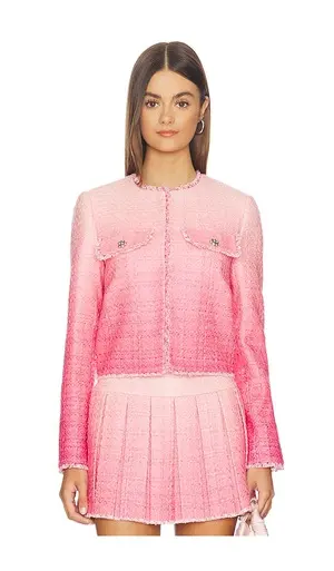 Alice + Olivia Dumont Tweed Boxy Jacket - Ascendent Ombre English Rose