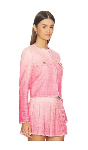 Alice + Olivia Dumont Tweed Boxy Jacket - Ascendent Ombre English Rose