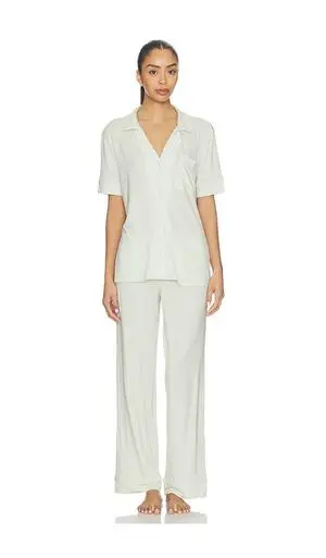 Eberjey Gisele Pajama Set In Sage - Seafoam & Ivory