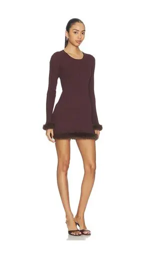SNDYS. Pearse Faux Fur Trim Mini Dress