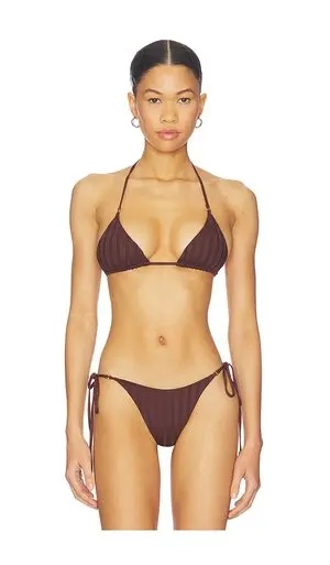 KYA Ashlyn Reversible Bikini Top - Ribbed Espresso