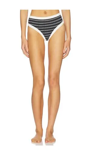 KYA Josie Reversible Bikini Bottom - Striped Onyx & Onyx
