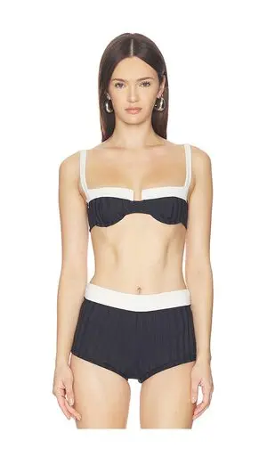 KYA Jolene Reversible Bikini Top - Ribbed Onyx