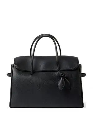 Jacquemus Turismo Knotted Flap Leather Tote - Black