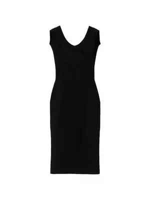 Versace Ribbed Knit Off-shoulder Midi Dress