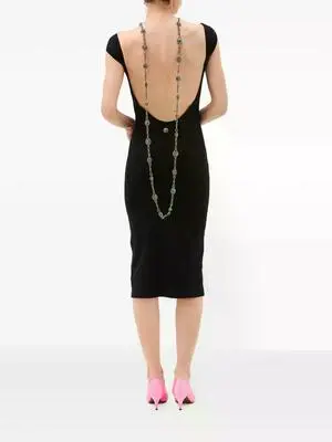 Versace Ribbed Knit Off-shoulder Midi Dress