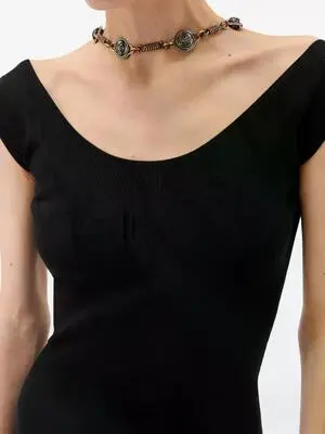 Versace Ribbed Knit Off-shoulder Midi Dress