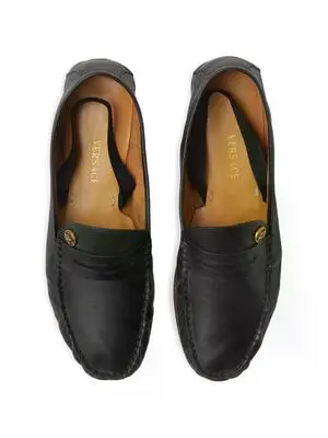 Versace Guanto Leather Loafers With Medusa Hardware - Black
