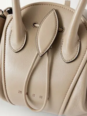 Marni Tulipea Ruched Leather Shoulder Bag