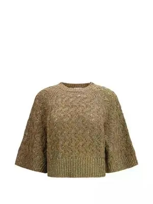 Brunello Cucinelli Open-stitch Silk Sweater - Brown