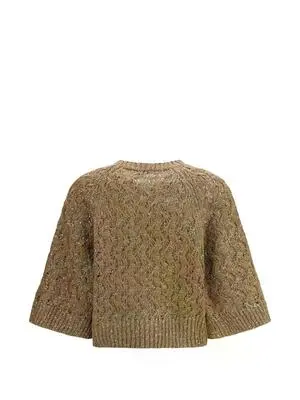 Brunello Cucinelli Open-stitch Silk Sweater - Brown