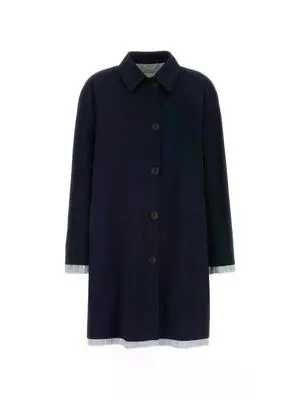 Miu Miu Single-breasted Poplin Coat With Check Print Lining