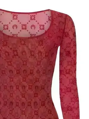MARINE SERRE Moonogram Mesh Long Sleeve T-shirt - Red