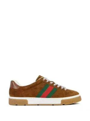Gucci Ace Web-detail Suede Sneakers - Brown